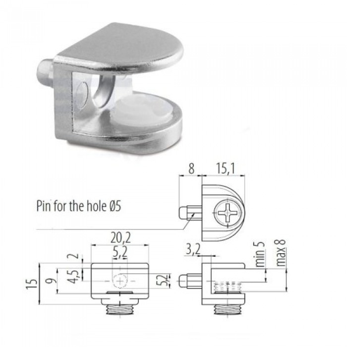 Glass Shelf Support Clamp On Type